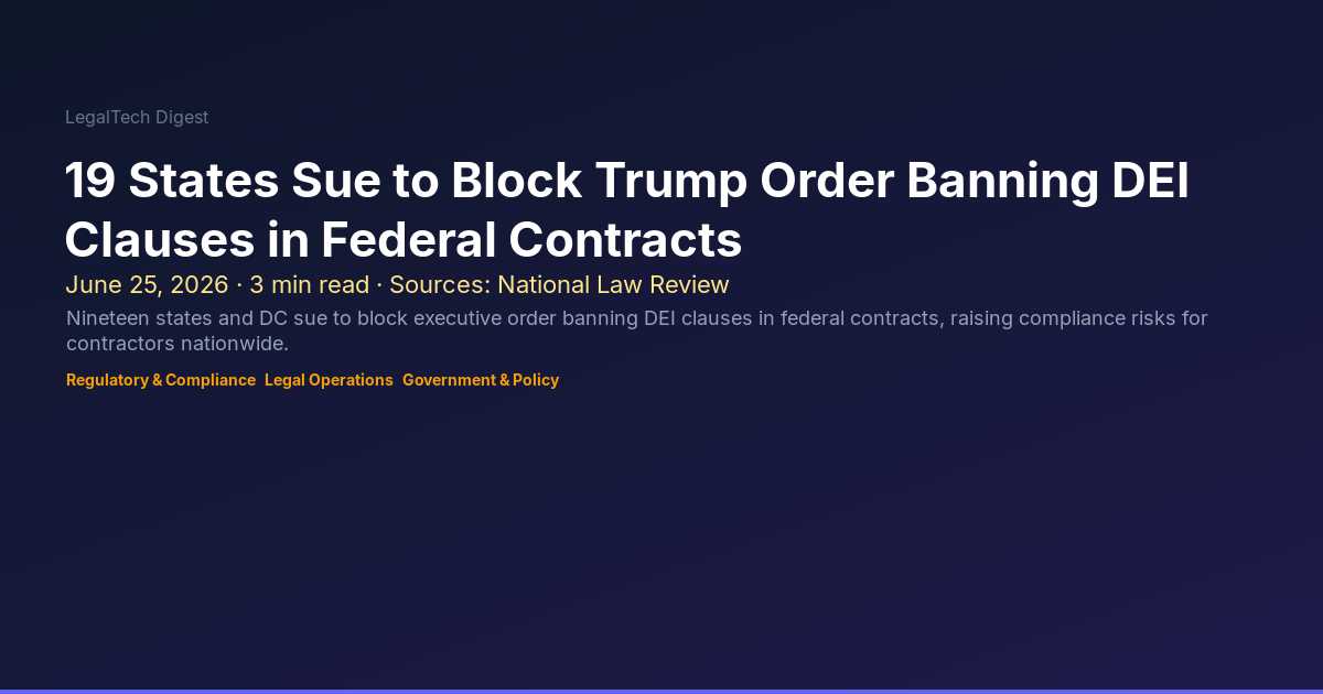 19 States Sue to Block Trump Order Banning DEI Clauses in Federal ...