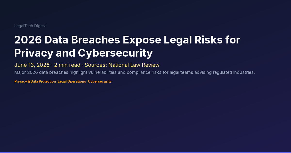 2026 Data Breaches Expose Legal Risks for Privacy and Cybersecurity ...