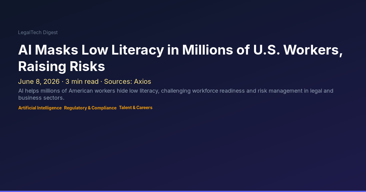 AI Masks Low Literacy in Millions of U.S. Workers, Raising Risks ...