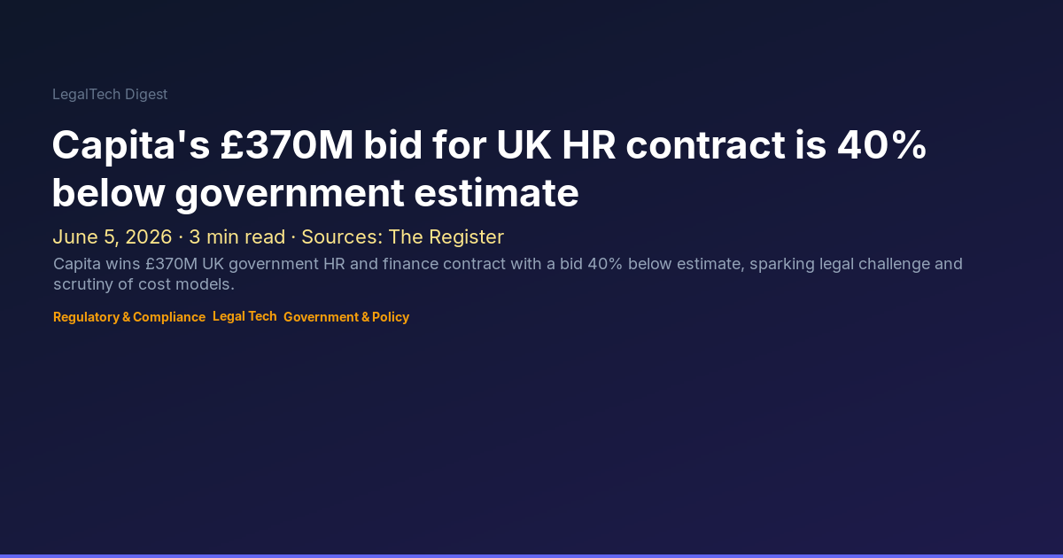 Capita's £370M bid for UK HR contract is 40% below government estimate ...