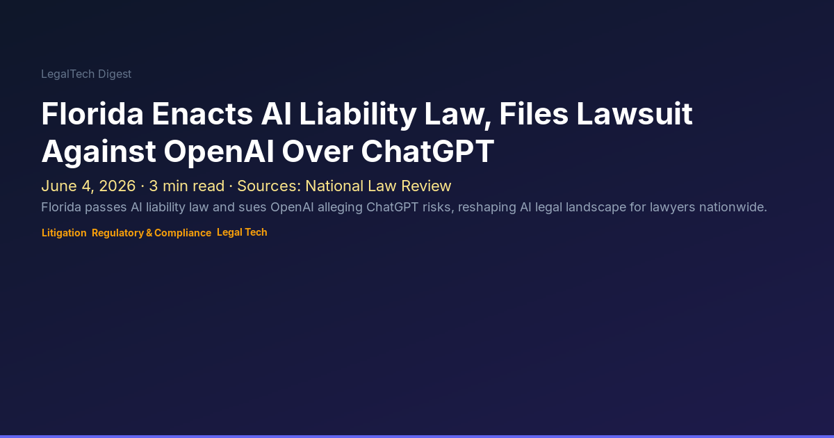 Florida Enacts AI Liability Law, Files Lawsuit Against OpenAI Over ...