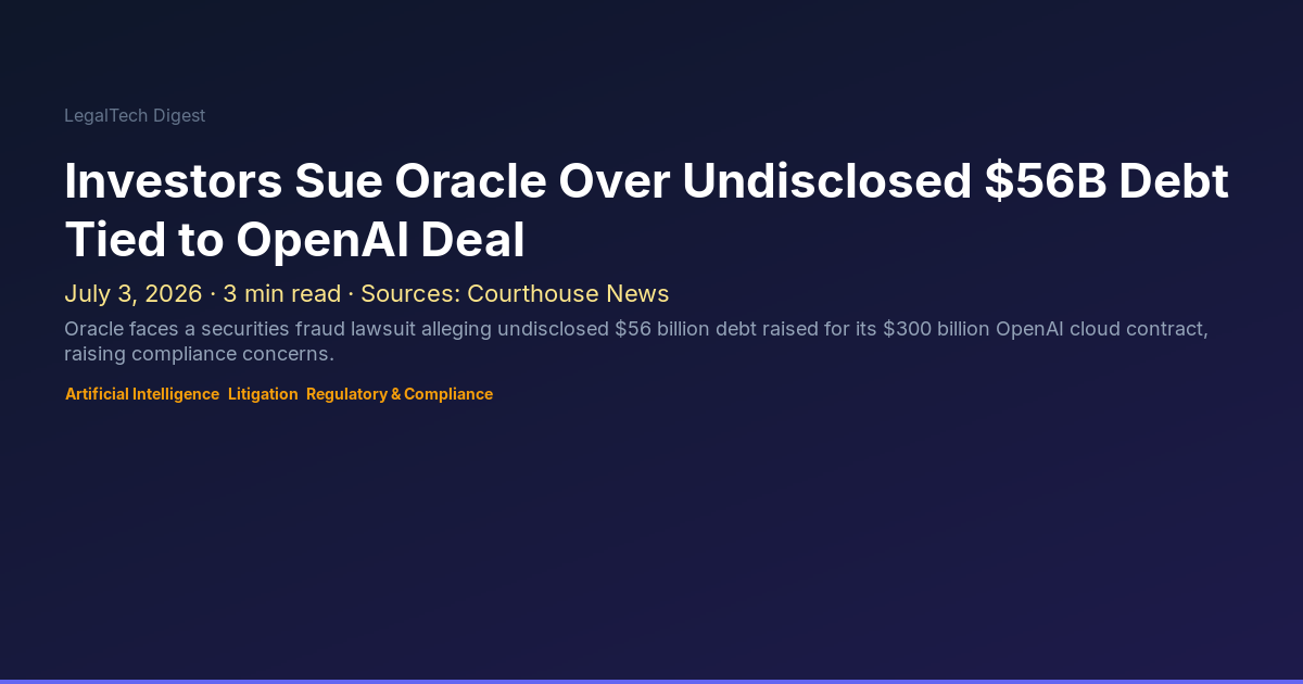 Investors Sue Oracle Over Undisclosed $56B Debt Tied to OpenAI Deal ...