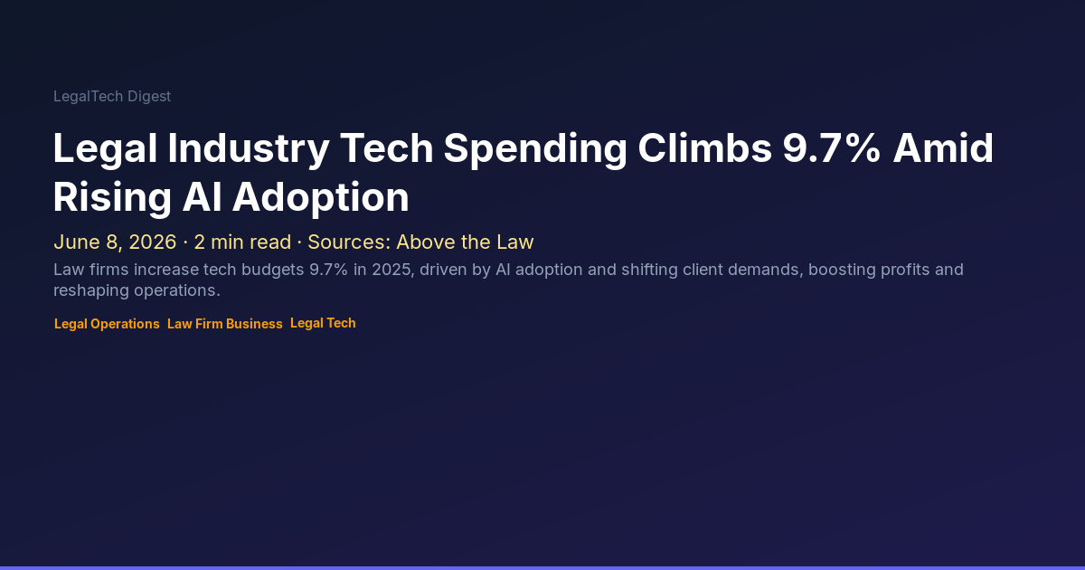 Legal Industry Tech Spending Climbs 9.7% Amid Rising AI Adoption ...